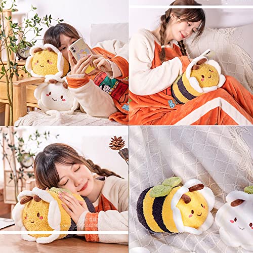 OUKEYI 12 Inch Bee Plush Toy, Cuddly Bee Pillow ,Soft Honeybee Hugging Pillows Plush Doll Gift for Kids Birthday Party,Christmas,Valentine