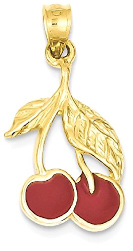 IceCarats 14K Yellow Gold Red Cherries Necklace Charm Pendant Only