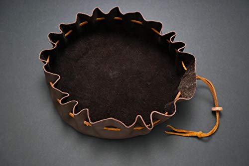 ROG Handmade Leather Drawstring Tinder Pouch (Brown Leather, 7")