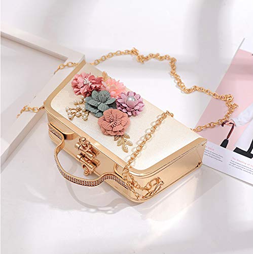 L-COOL Women's Retro Handbag Clutches Purse Bags Flower Vintage Shoulder Bag Evening Handbag (Purple)