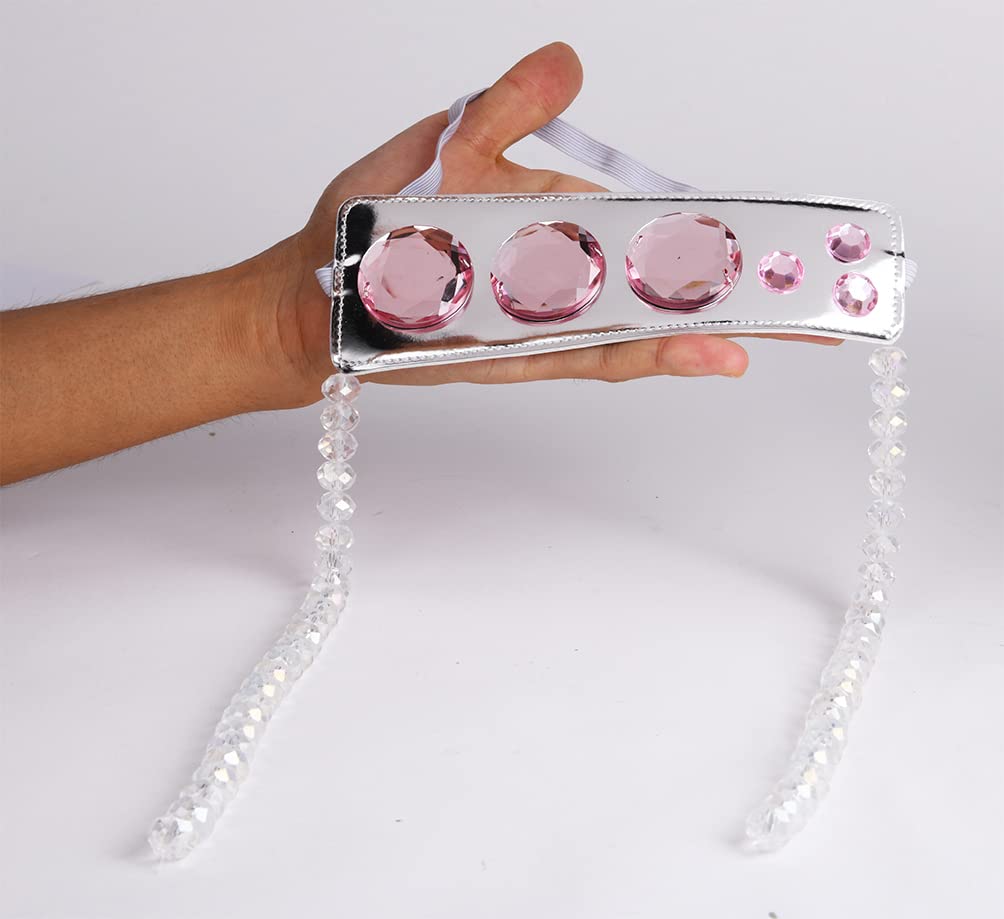 Mobzu Uzui Tengen Headband Cosplay Headwear Leather Crystal Beads Halloween, Multicolor, 18cm