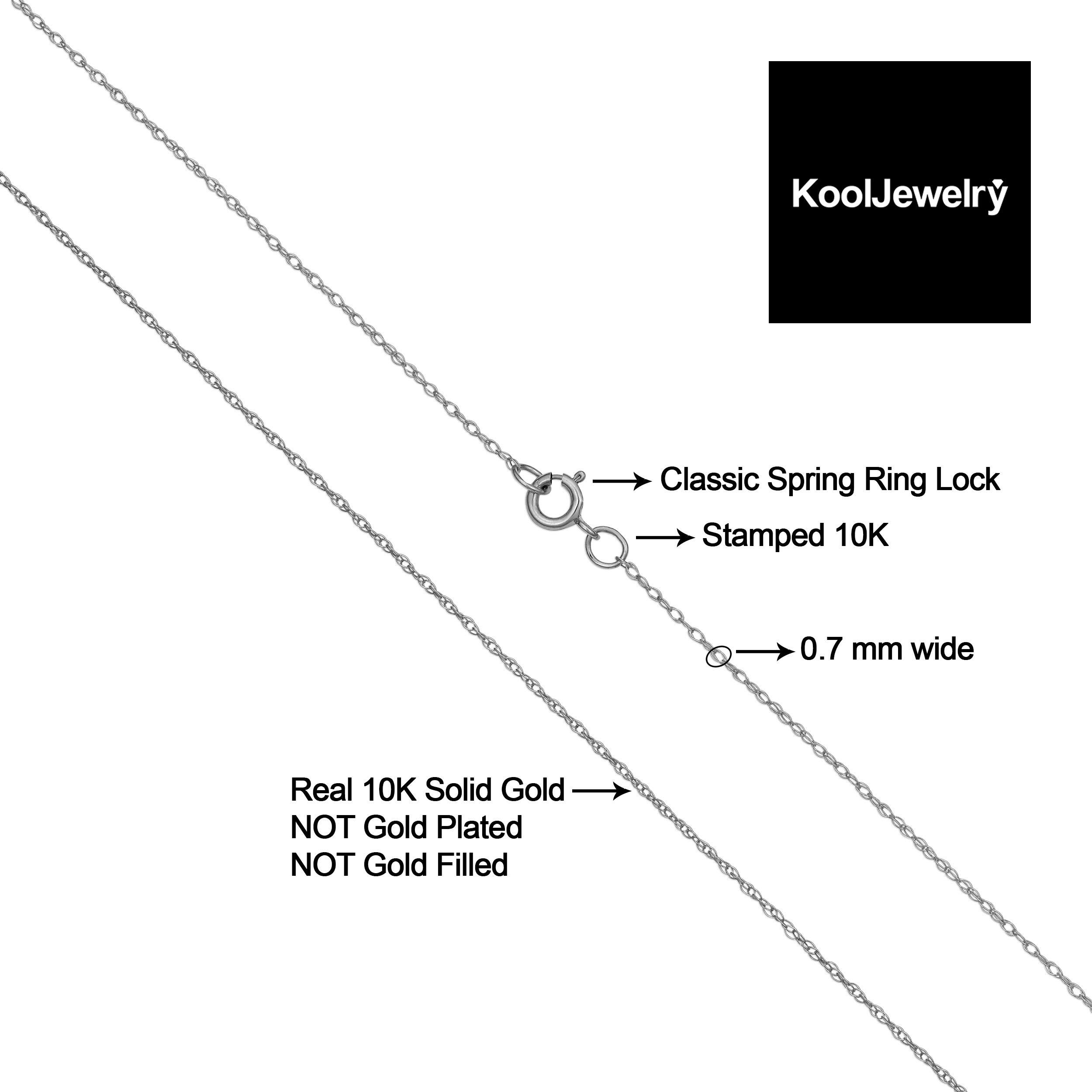 Kooljewelry 10k White Gold Rope Chain Pendant Necklace (0.7 mm, 18 inch)