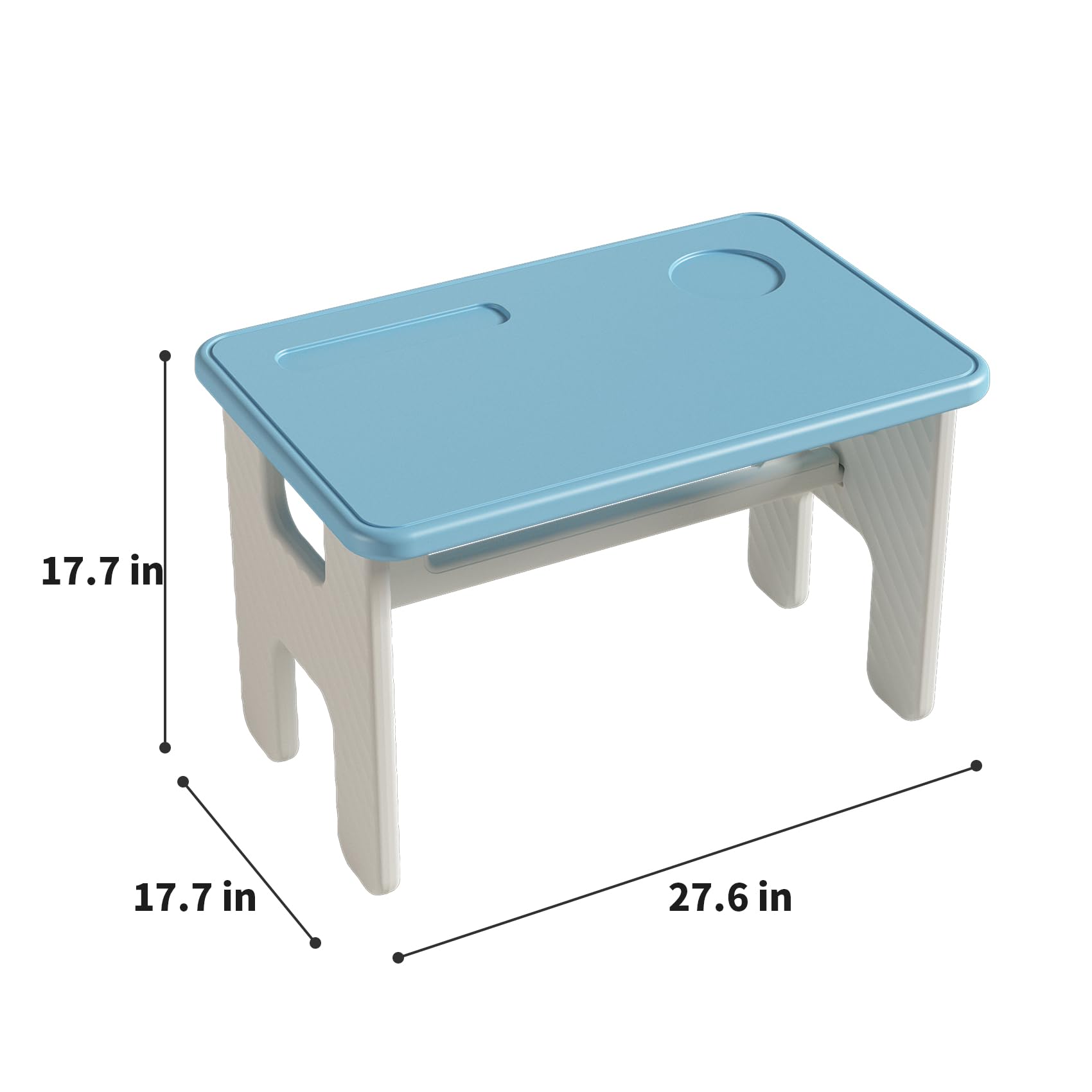 UNICOO - Children's Plastic Foldable Multifunction Table, Children's Art Craft Study Activity Table, Picnic Table and Entertainment Table, Toddler Folding Table (White & Gray)
