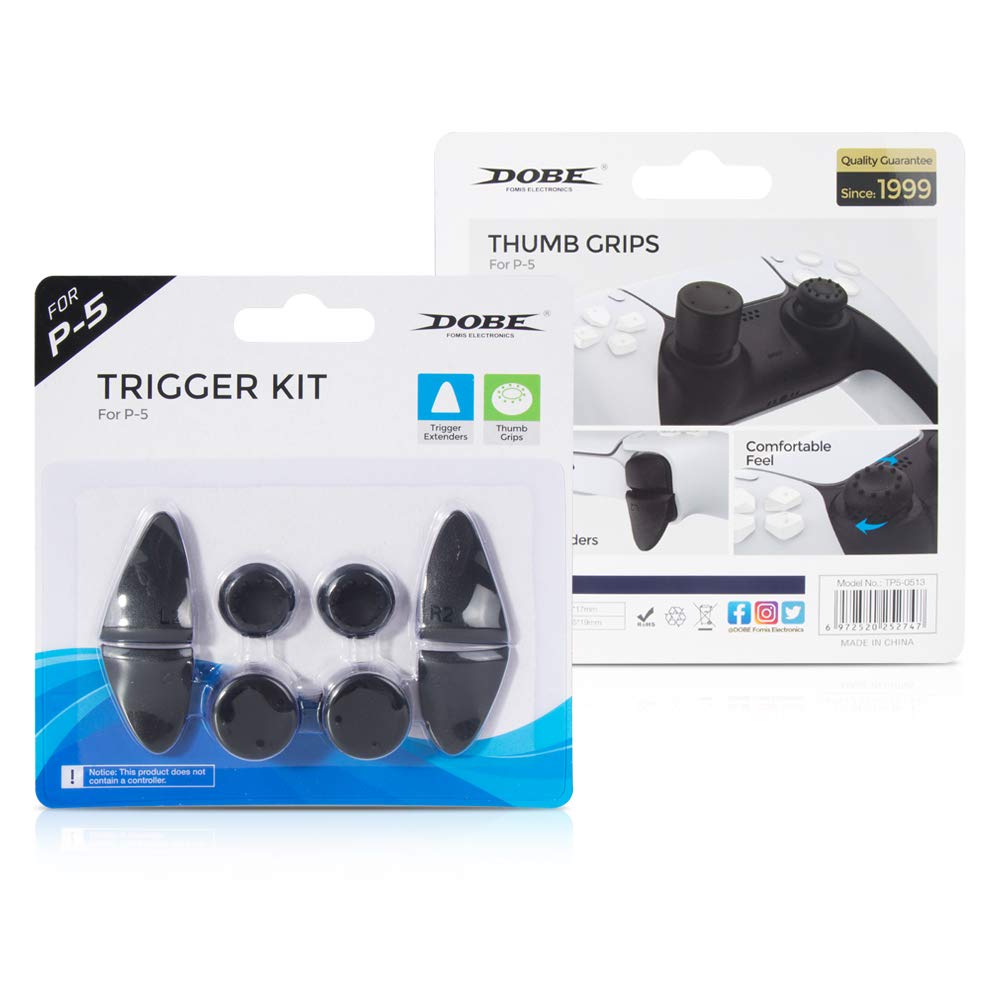 L2 R2 Buttons Trigger Extender Kits with Anti-Slip Thumb Grips for PS5 Controller