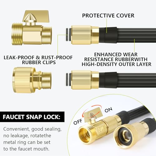 Quisky Expandable Garden Hose 50ft, 25ft 75ft 100ft with 10-Function Nozzle,Nano Rubber latex High Elastic Leak-Proof Multi-Layer Hose Pipe with Holder,3/4" Solid Brass Connectors Fittings Lightweight