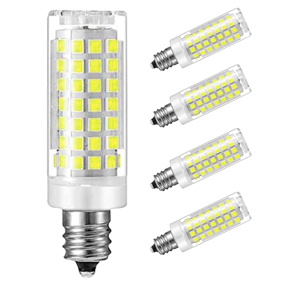Mhxy e11 led Bulb, 75W or 100W Equivalent Halogen Replacement Lights, Dimmable, Mini Candelabra Base, 850 Lumens, Daylight White 6000K, AC110V/ 120V/ 130V, Replaces T4 /T3 JD e11 Light Bulb (4-Pack)