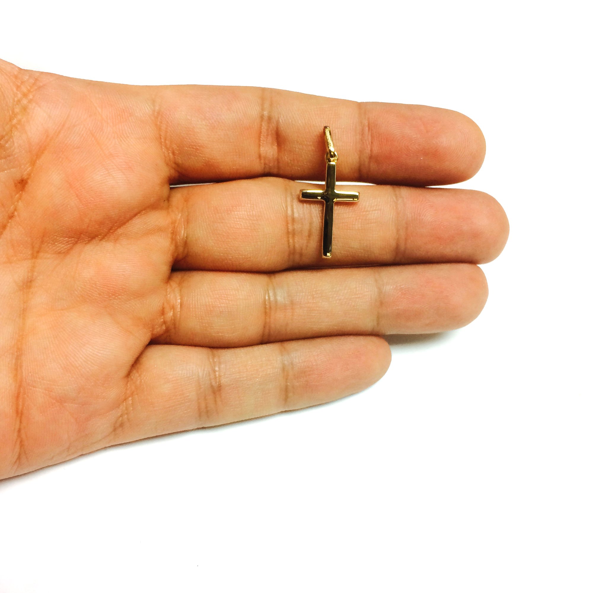 Jewelry Affairs 14k Yellow Gold Shiny Square Flat Style Unisex Cross Pendant
