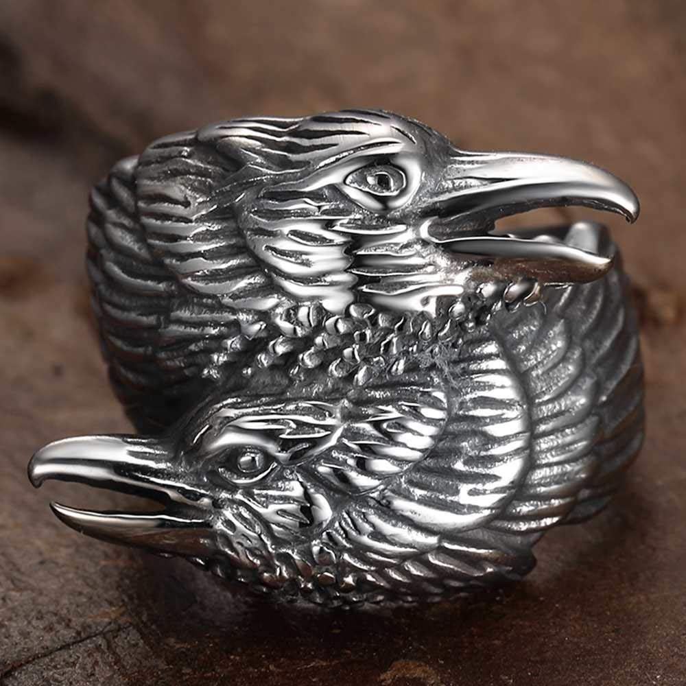 Jude Jewelers Stainless Steel Retro Style Bird Eagle Wedding Party Cocktail Statement Biker Ring (Silver, 10)