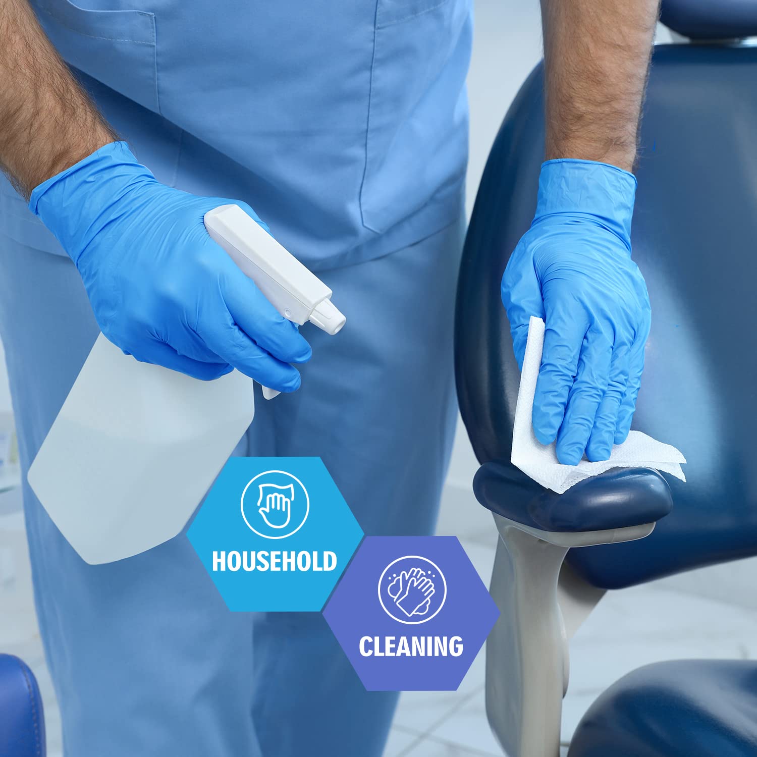 JOSEN Disposable Nitrile-Vinyl Blend Exam Blue Gloves, 1000 PCs, Medical Grade,Latex-Free, Powder-Free, Non-Sterile (1 case (1000 pcs), XL)