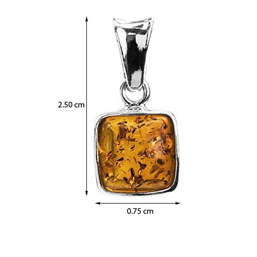 Ian and Valeri Co. Amber Sterling Silver Classic Square Pendant Necklace 18 Inches