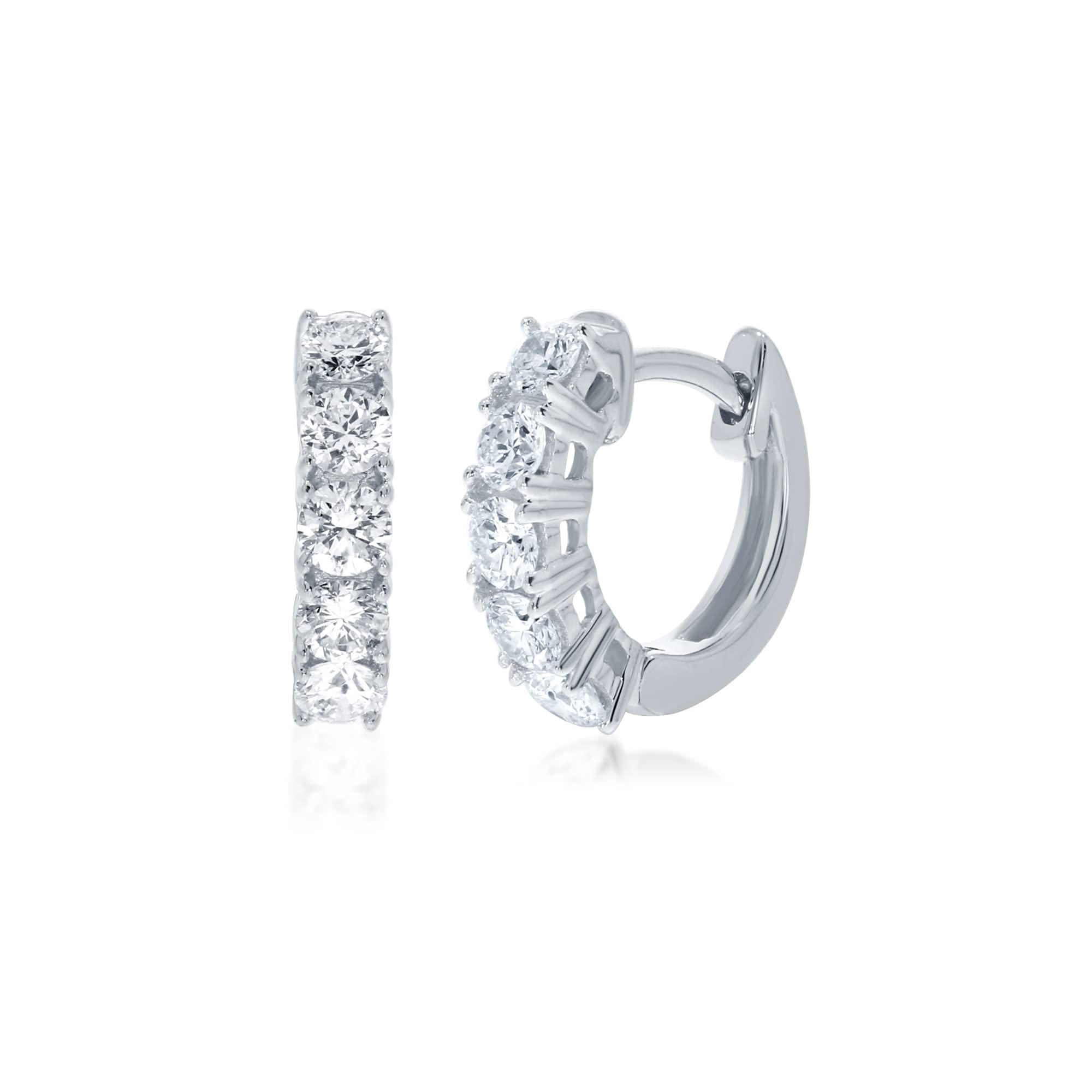 La Joya Dainty Lab Grown Diamond Earrings Set | 1/2 Carat Sterling Silver Diamond Huggie Hoop Earrings |
