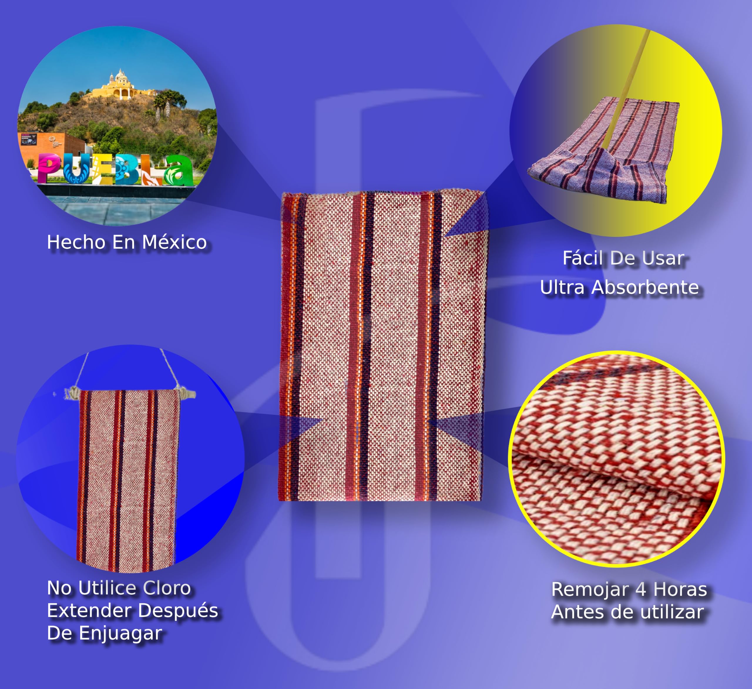 JF José Fincowski - Multipurpose Rag 140 x 47 cm. Mexican Jerga + Bonus, Ultra Absorbent Kitchen Cloths, Ideal Rags for Mopping and Cleaning Floors, Bathroom, and Kitchen. Mopping Rags.