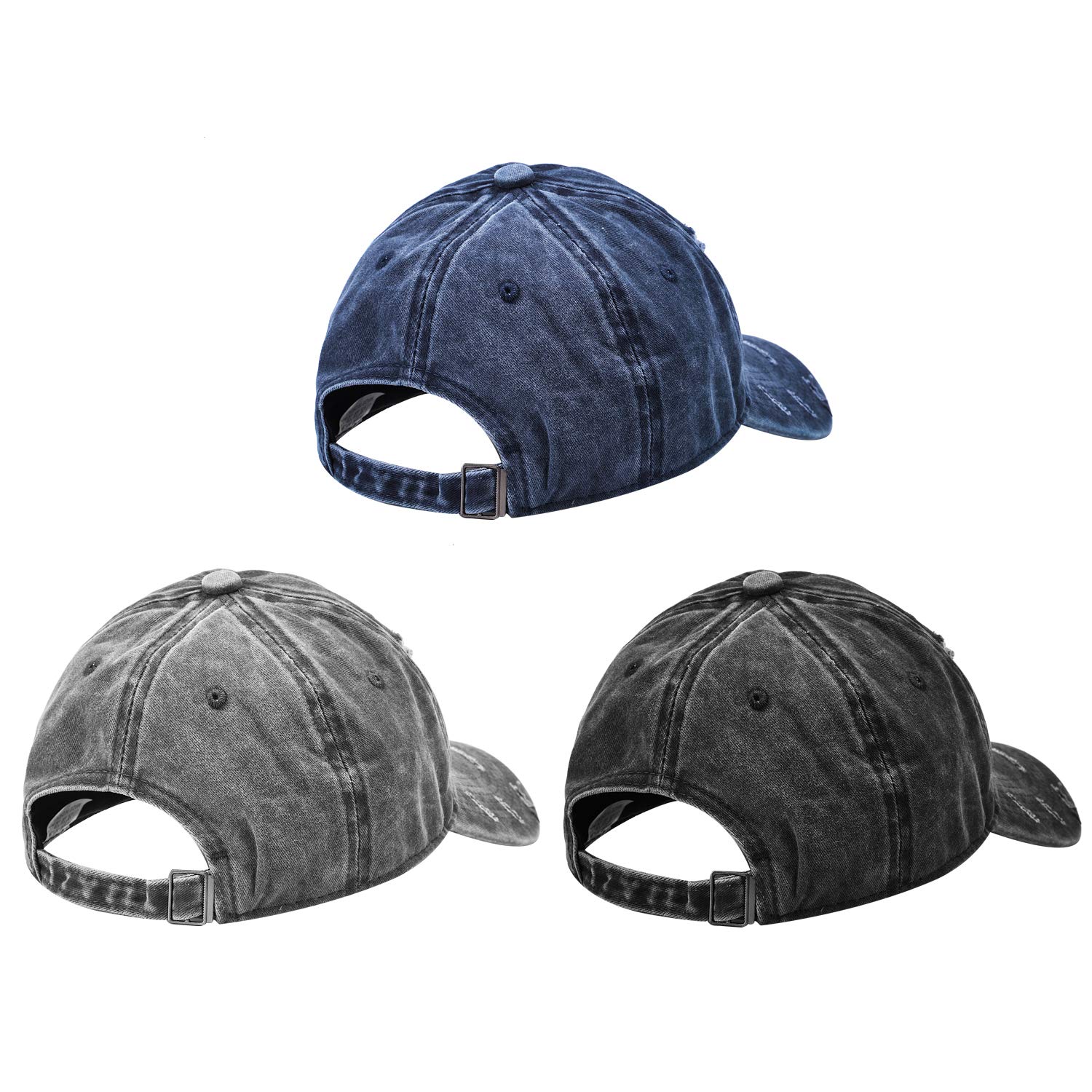 MEINICY 3 Pack: Vintage Distressed Washed Cotton Plain Baseball Cap, Retro Adjustable Dad Hats for Men/Women,Unstructured