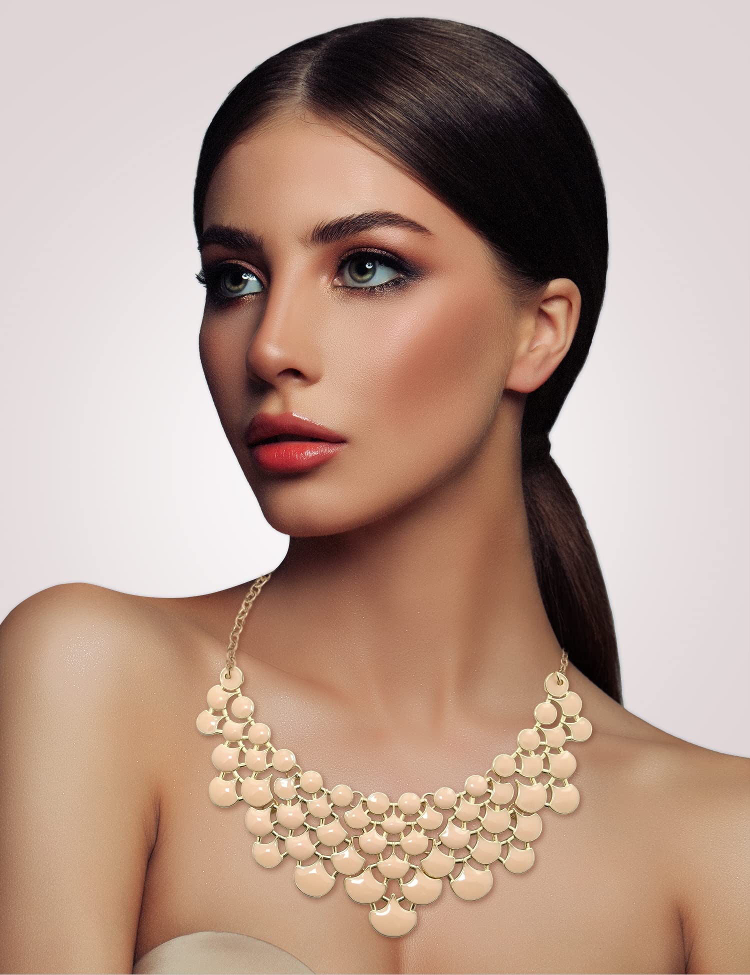 Jane Stone Fashion Statement Collar Necklace Vintage Openwork Bib Costume Jewelry (black)