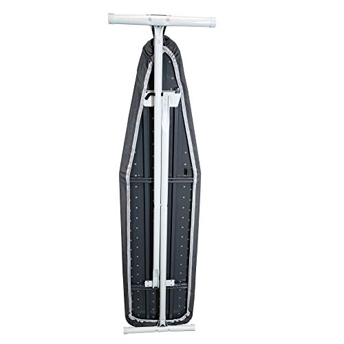 HOMZ T-Leg Clothes Ironing Board, Compact Foldable Standard Size Adjustable Height with Foam Pad & Cotton Cover, Charcoal Gray