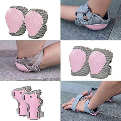 LANOVAGEAR Kids Helmet Knee Pads Ages 2-8, Adjustable Toddler Bike Helmet Knee Elbow Wrist Pads for Skating Scooter Roller Skates Cycling Bicycle