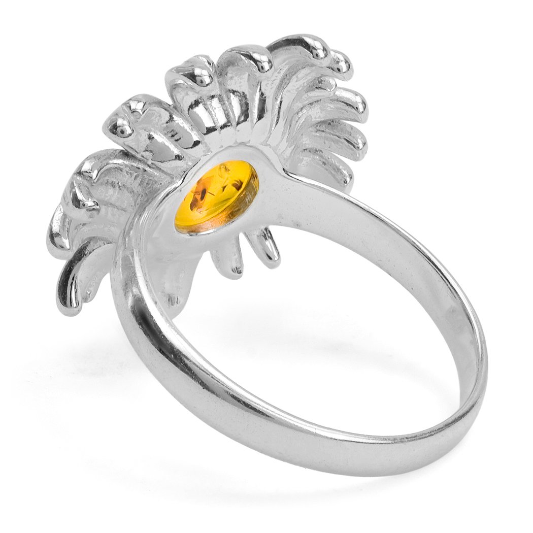 Ian and Valeri Co. Amber Sterling Silver Daisy Flower Ring