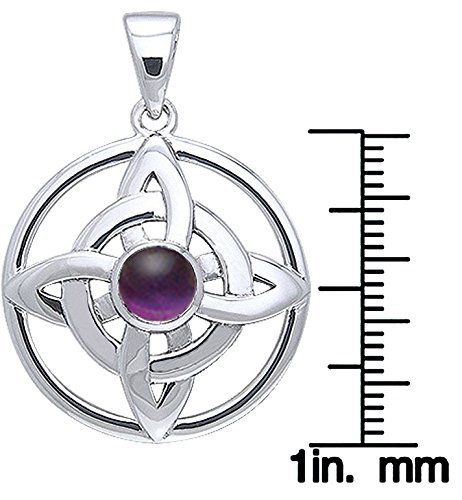 Jewelry Trends Sterling Silver Celtic Quaternary Knot Pendant with Purple Amethyst