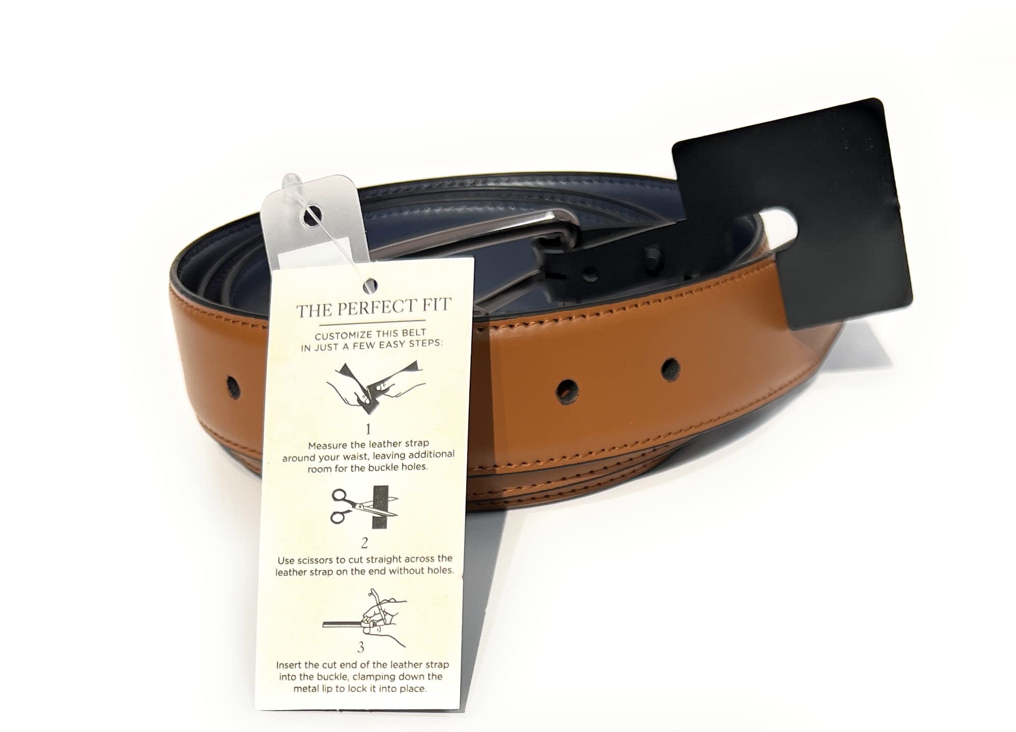 Michael Kors Men's Cut to Fit Reversible PVC Leather Dress Belt (Luggage Navy)