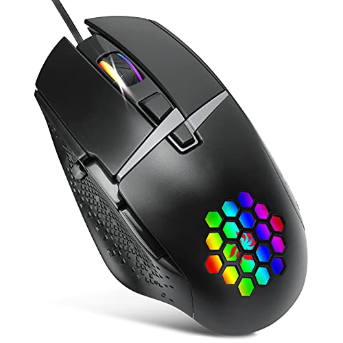KBCASE Wired Gaming Mouse, PC Gaming Mice, Adjustable 7200 DPI, 7 Programmable Buttons Mouse for Laptop RGB Backlit Computer Mouse for Laptop Windows/PC/Mac/Gamer