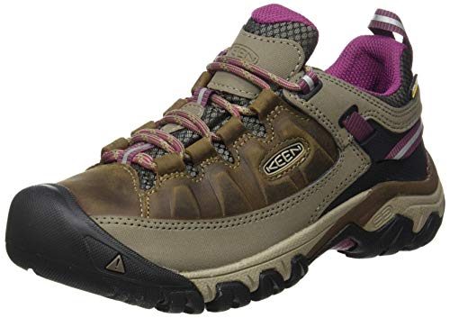 KEEN Women's Targhee 3 Low Height Waterproof Hiking Shoes, Weiss/Boysenberry, 9.5