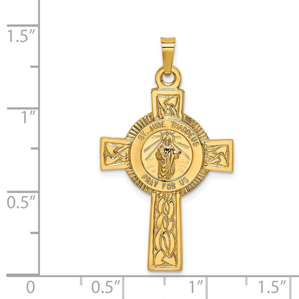Jewels By Lux 14K Yellow Gold Cross w/St. Jude Medal Pendant