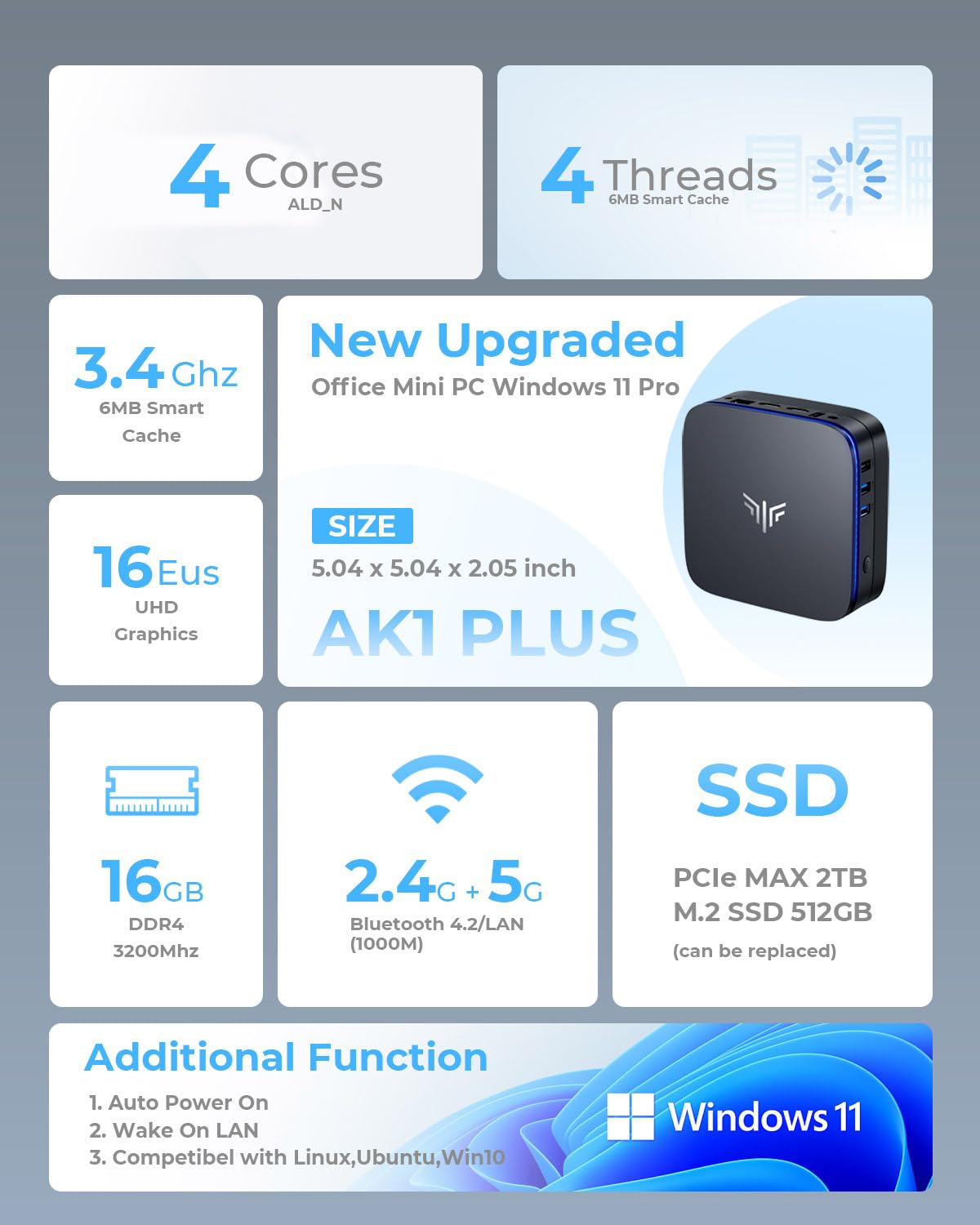 KAMRUI Mini PC,Mini Computer Intel 11th Gen N5105(up to 2.9GHz),Small Desktop Computers,8GB RAM/256GB M.2 SSD,4K UHD,2.4G+5G Dual WiFi,BT 4.2 for Business Home Office Recreation
