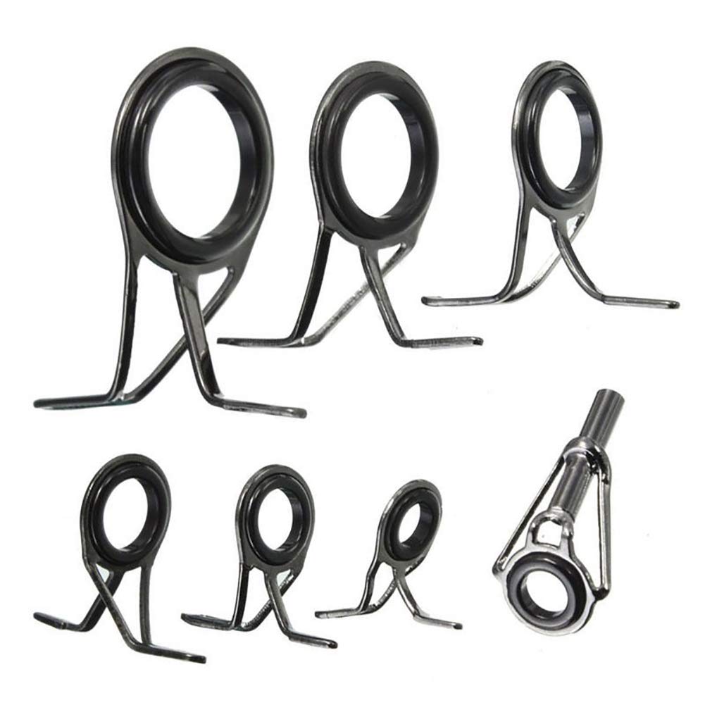 kaaka 7Pcs Mixed Size High Steel Sea Fishing Rod Pole Guide Tip Top Eye Line Ring Durable Fishing Rod Effective Accessories