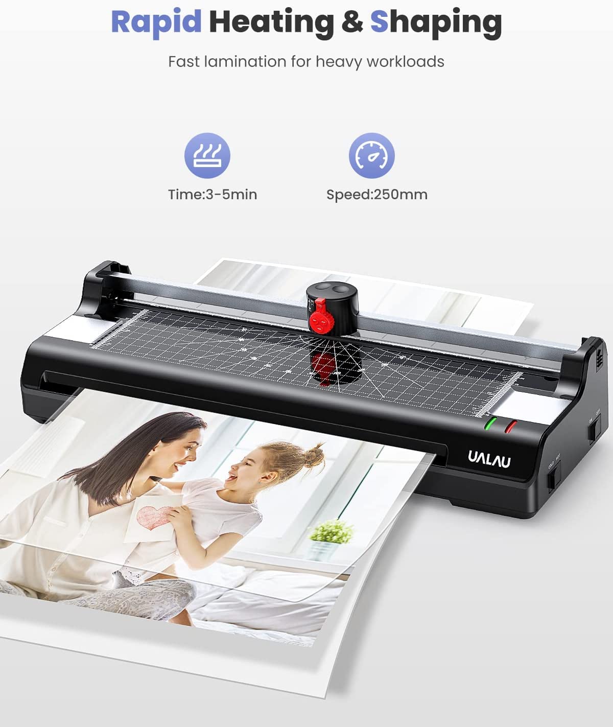 Laminator, Laminator Machine for A3/A4/A6, UALAU 7 in 1 Thermal Laminator with 20 Pouches, Paper Trimmer, Corner Rounder, Photo Frame, 13 Inches Laminating Machine for Home/School/Office Use