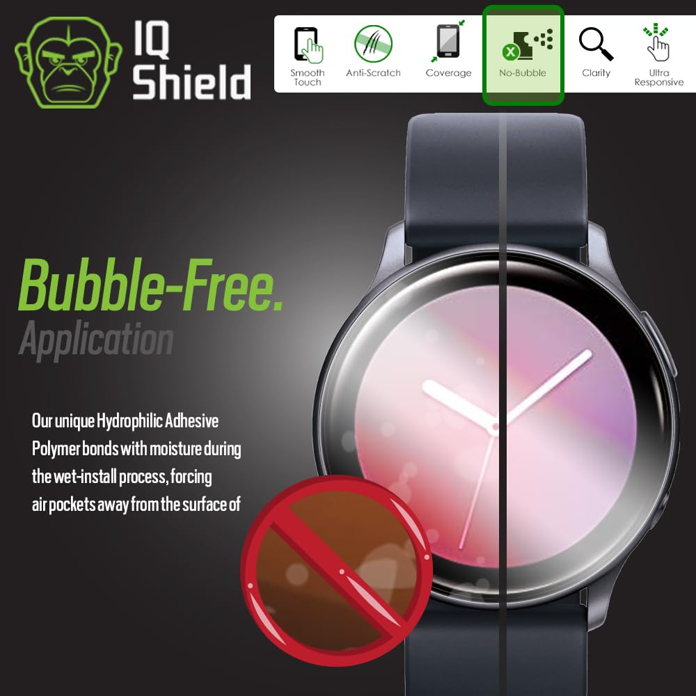 IQShield Screen Protector Compatible with Samsung Galaxy Watch Active2 (44mm, 2019)(6-Pack) LiquidSkin Anti-Bubble Clear TPU Film