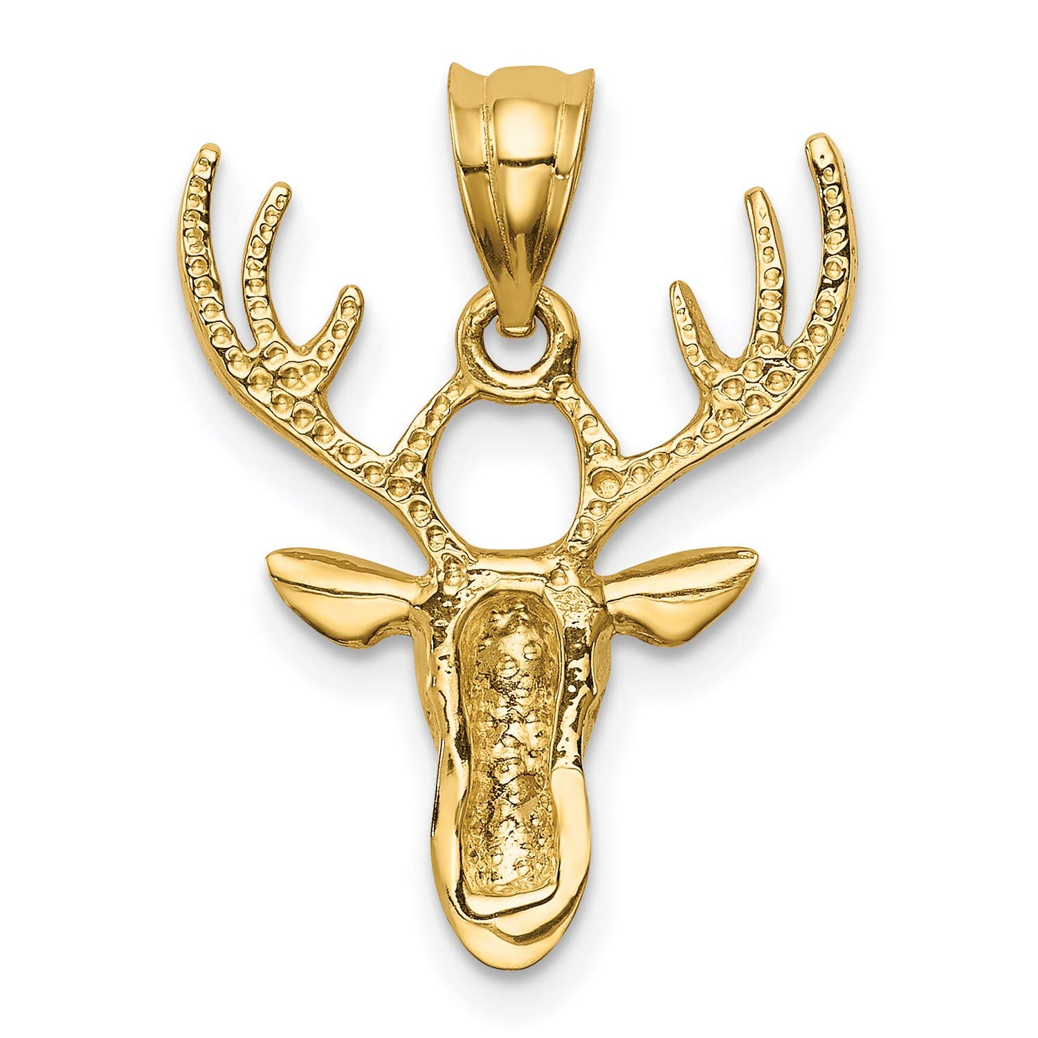 Jewelry Stores Network 14k Yellow Gold Polished Deer Head And Antlers Pendant 20 mm x 18 mm