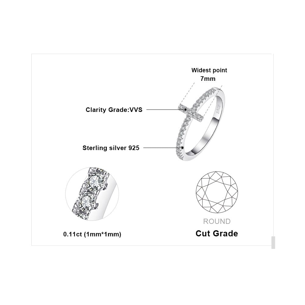 JewelryPalace 14K Gold Plated 925 Sterling Silver Rings for Women, Cubic Zirconia Promise Rings for Her, Stackable Wedding Bands Rings for Women Cross Sideways Stacking Ring Sets Size 7