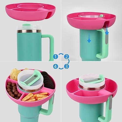 YUBIRD Snack Ring for Stanley Cup, Snack Tray for Stanley Cup 40 Oz, Silicone Snack Bowl Compatible with Stanley 40 Oz, Snack Holder for Stanley Cup (Pink)