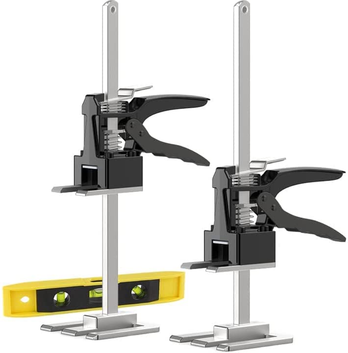 Labor Saving Arm Jack 2 Pack, 12 Inch Lever Arm Lifter with Level Ruler, Hand Jack Lift Tool, Furniture Jack Lifter, Effort Elecator for Floors Doors Cabinet Installation