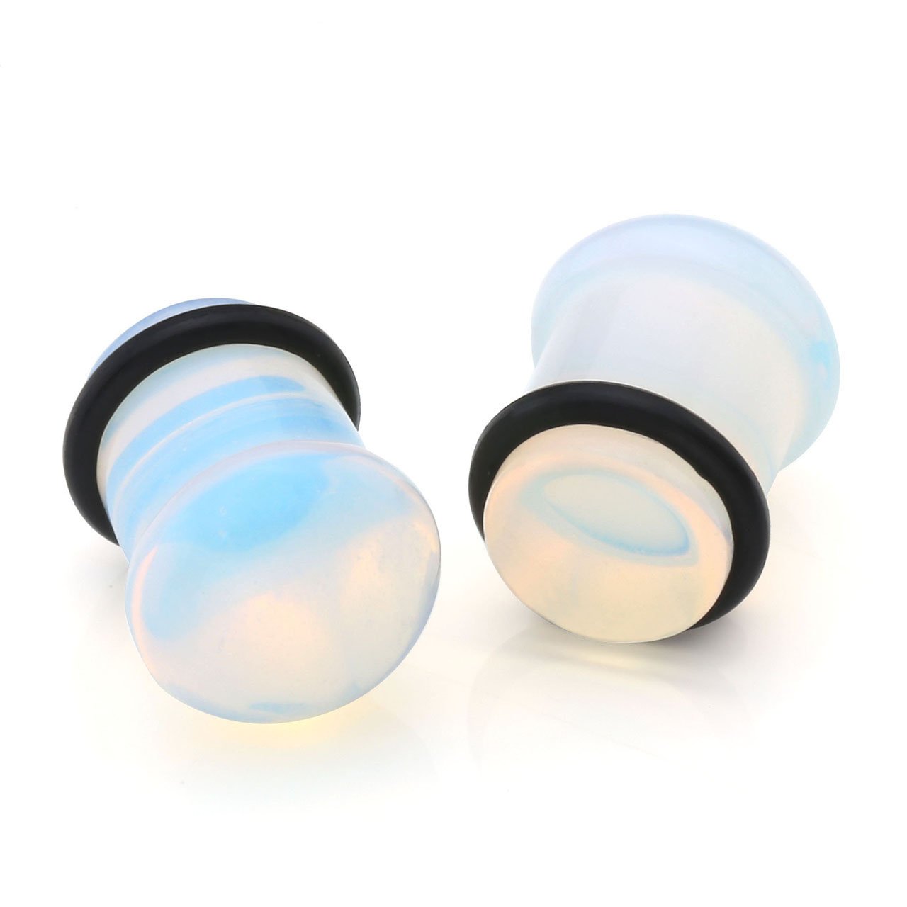 Jovivi Set of 4 Pairs Single Flare Natural Semi-Precious Stone Mushroom Saddle Plugs with O-Ring Stretcher Expander Gauges Kit 0G