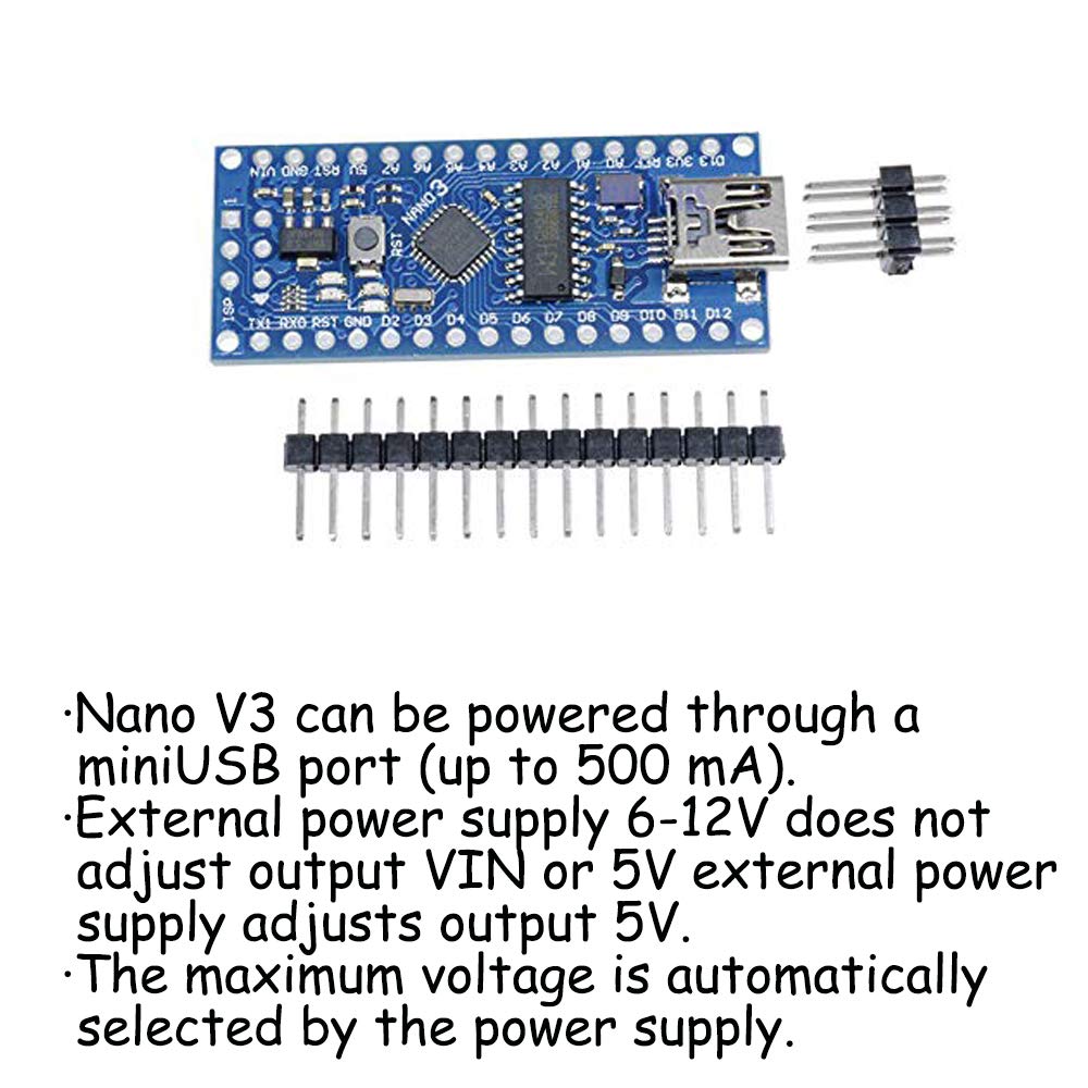 KOOBOOK 5Pcs USB Nano V3.0 ATmega168 16M 5V Mini-controller CH340G Mini USB UART Board Microcontroller Module For Arduino