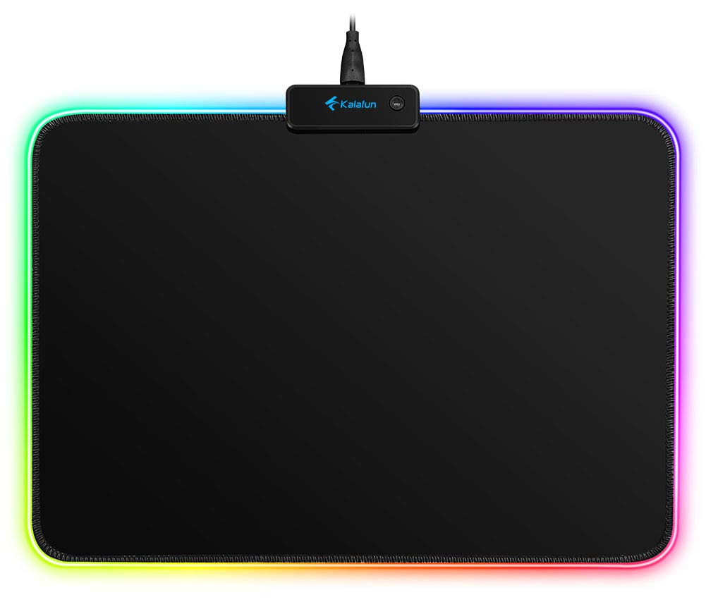 Kalafun LED RGB Gaming Mouse Pad Small Light Up Mousepad with Non-Slip Rubber Base, Soft Computer Mouse Mat(340×245×3mm)