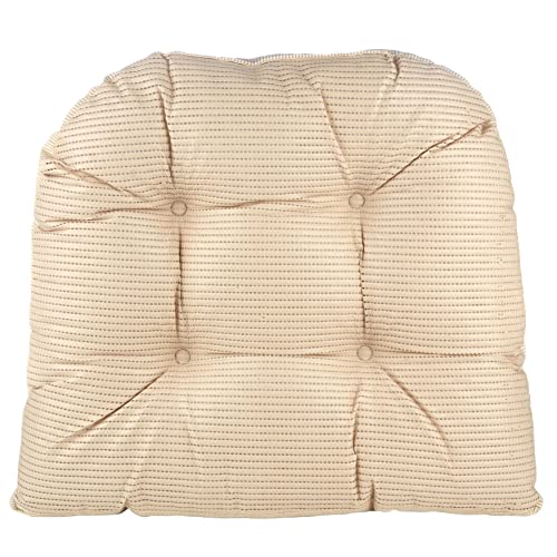 Klear Vu Saturn Non Slip Seat Cushion, Button Tufted Sitting Pillow with Durable Fabric Cover, Ideal for Dining, Office or Rocking Chair, 18" x 20" x 3", Set of 1, Natural