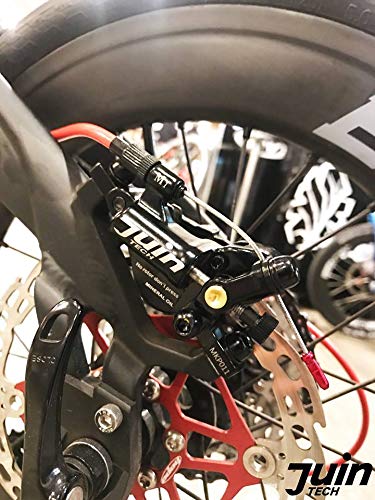 Juin Tech M1 Cable Actuated Hydraulic Bicycle Bike Disc Brake Caliper Set Extra Powerful Hybrid Brake for Road/Mountain/Cyclocross/Gravel/E-Bike/Folding Bike etc. use (Black)