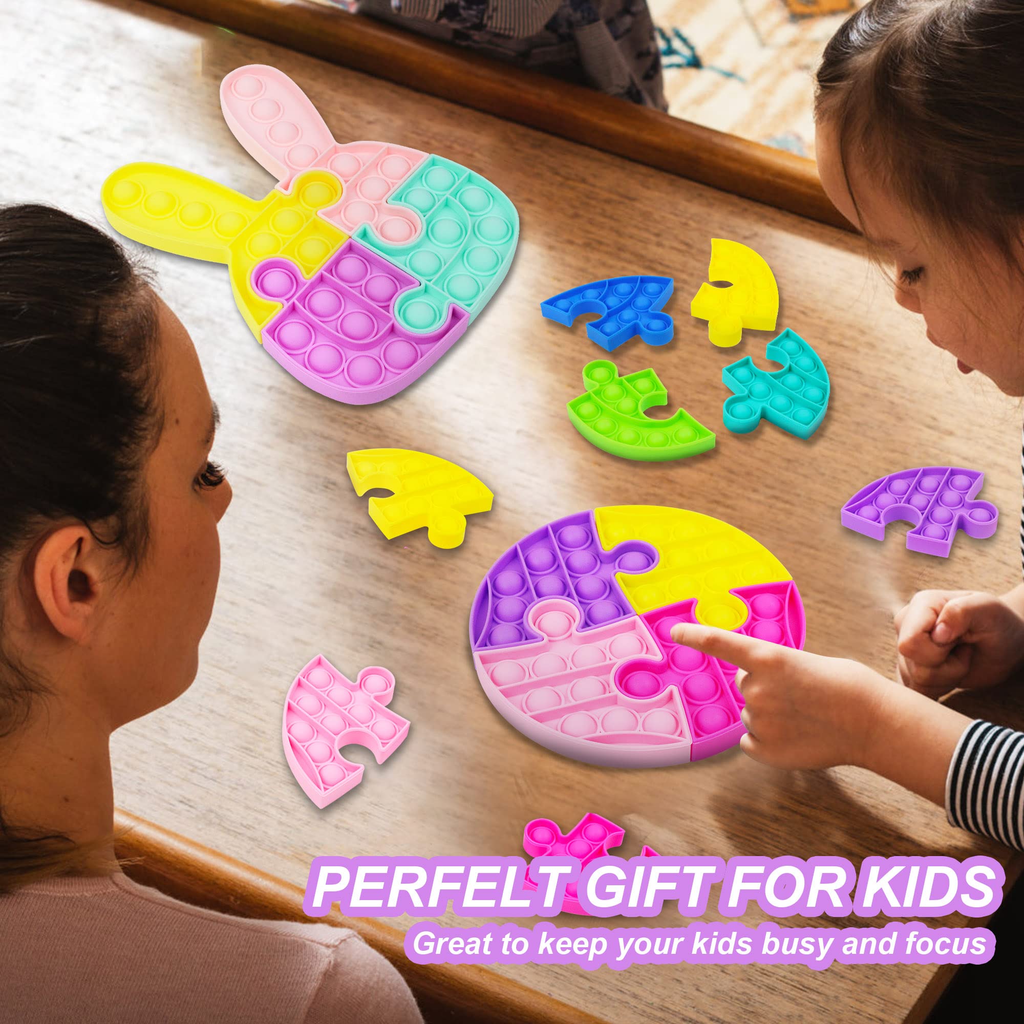 Puzzle Pop Jigsaw Its Puzzles Fidget Sensory Preschool Graduation for Kids Push It Bubble Pops Popet Poppet Boys Girls Learning for Party（3 Styles：Egg,Rabbit,Circle）