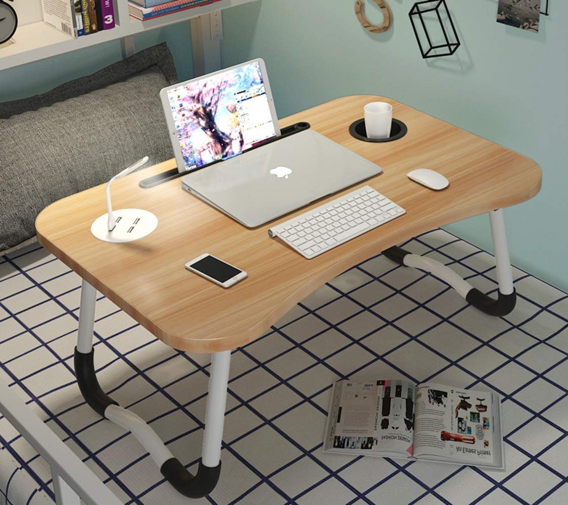 Laptop Desk Foldable Laptop Table Portable Laptop Bed Tray Table Notebook Stand Reading Holder with The Cup Slot for Eating Breakfast,Reading,Watching Movie on Bed/Couch (Burlywood)