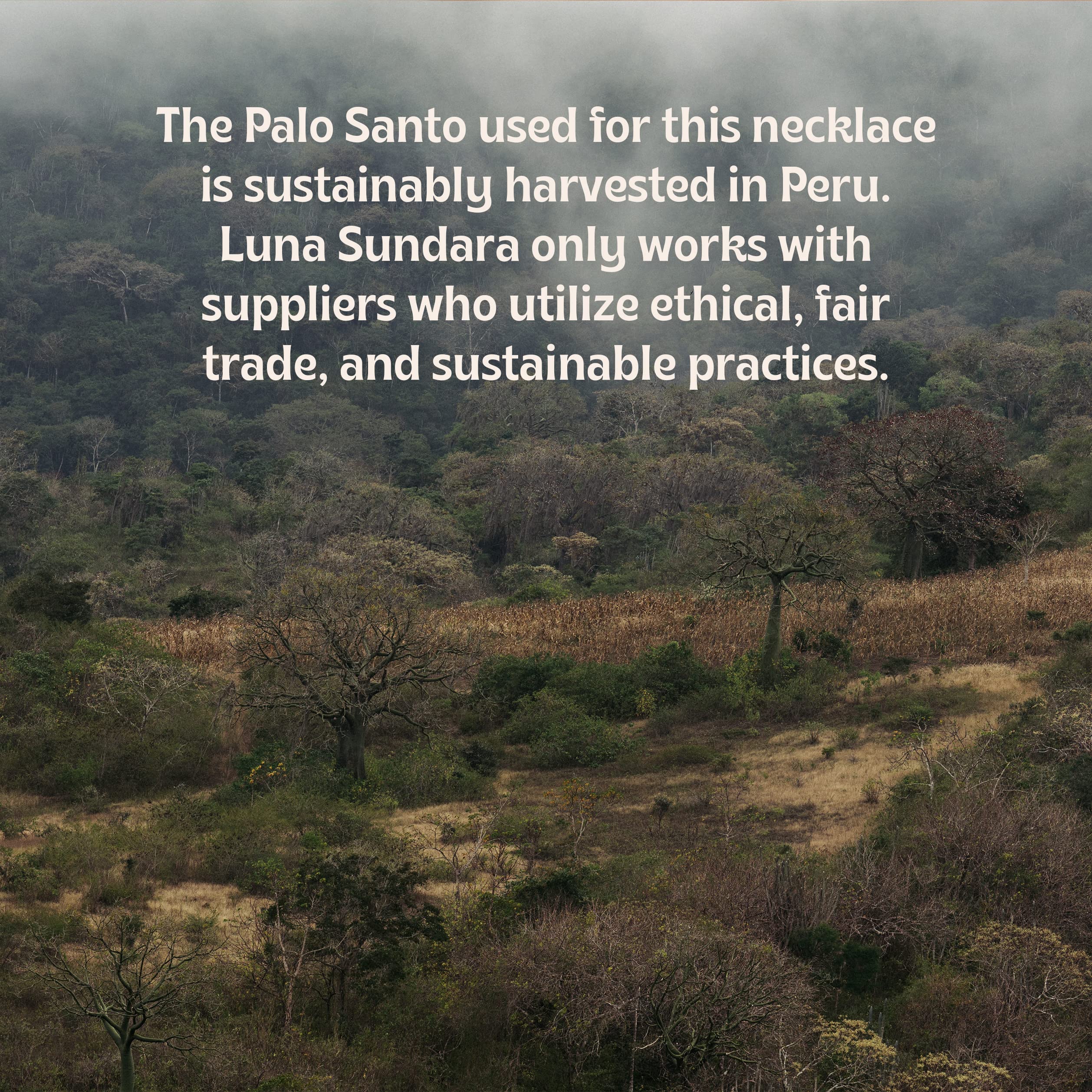 Luna Sundara Palo Santo Necklace Handmade in Peru Highly Aromatic and Spiritually Cleansing (Palo Santo)