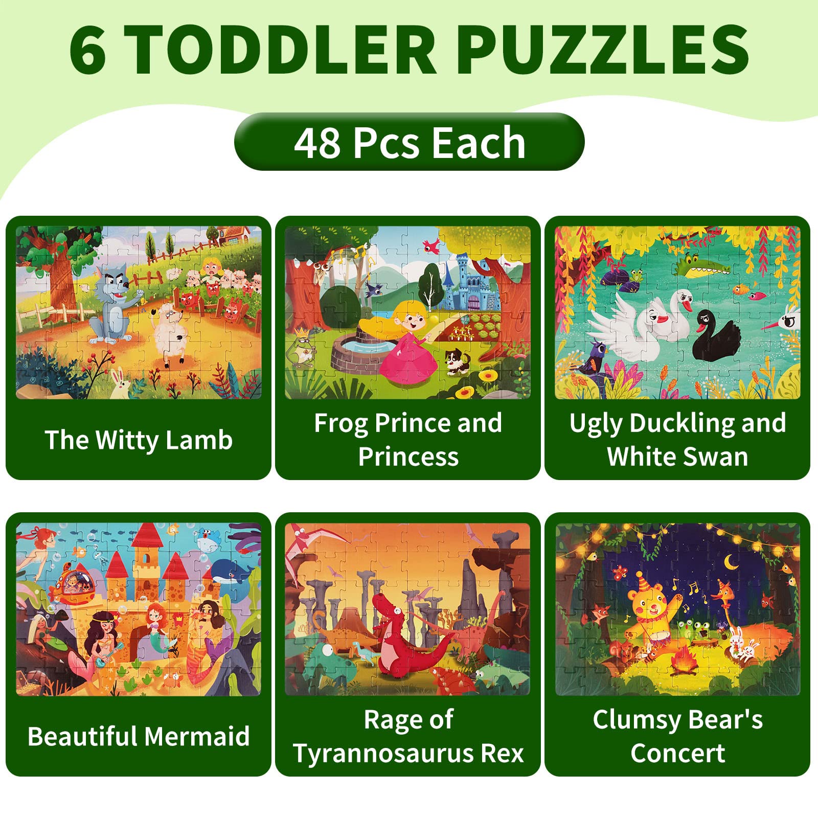 Puzzles for Kids Ages 3-5,Toddler Puzzles 48 Piece Jigsaw Puzzles for Preschool Children Learning Educational Puzzles Toys Gift Set for Boy and Girl (6 Puzzles)