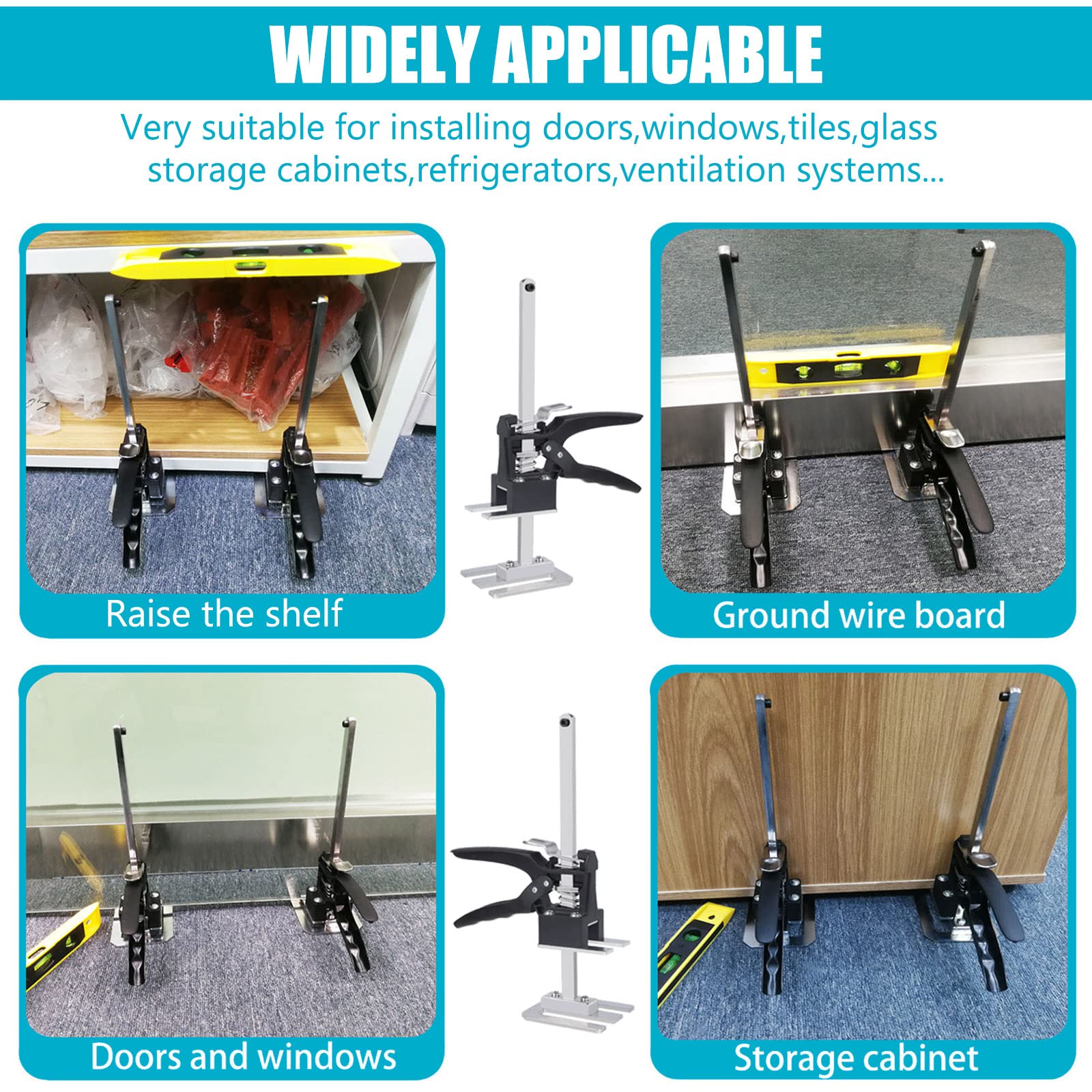 Labor Saving Arm Jack 2 Pack, 12 Inch Lever Arm Lifter with Level Ruler, Hand Jack Lift Tool, Furniture Jack Lifter, Effort Elecator for Floors Doors Cabinet Installation