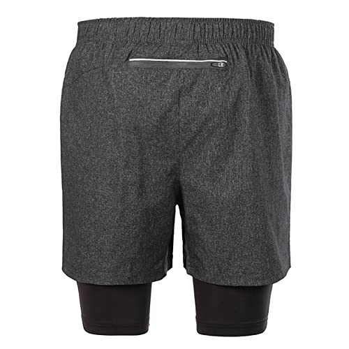 Men’s 2 in 1 Running Shorts Quick Dry Breathable Workout Athletic Shorts for Exercise Yoga Gym with Zip Pockets (XL, Black)