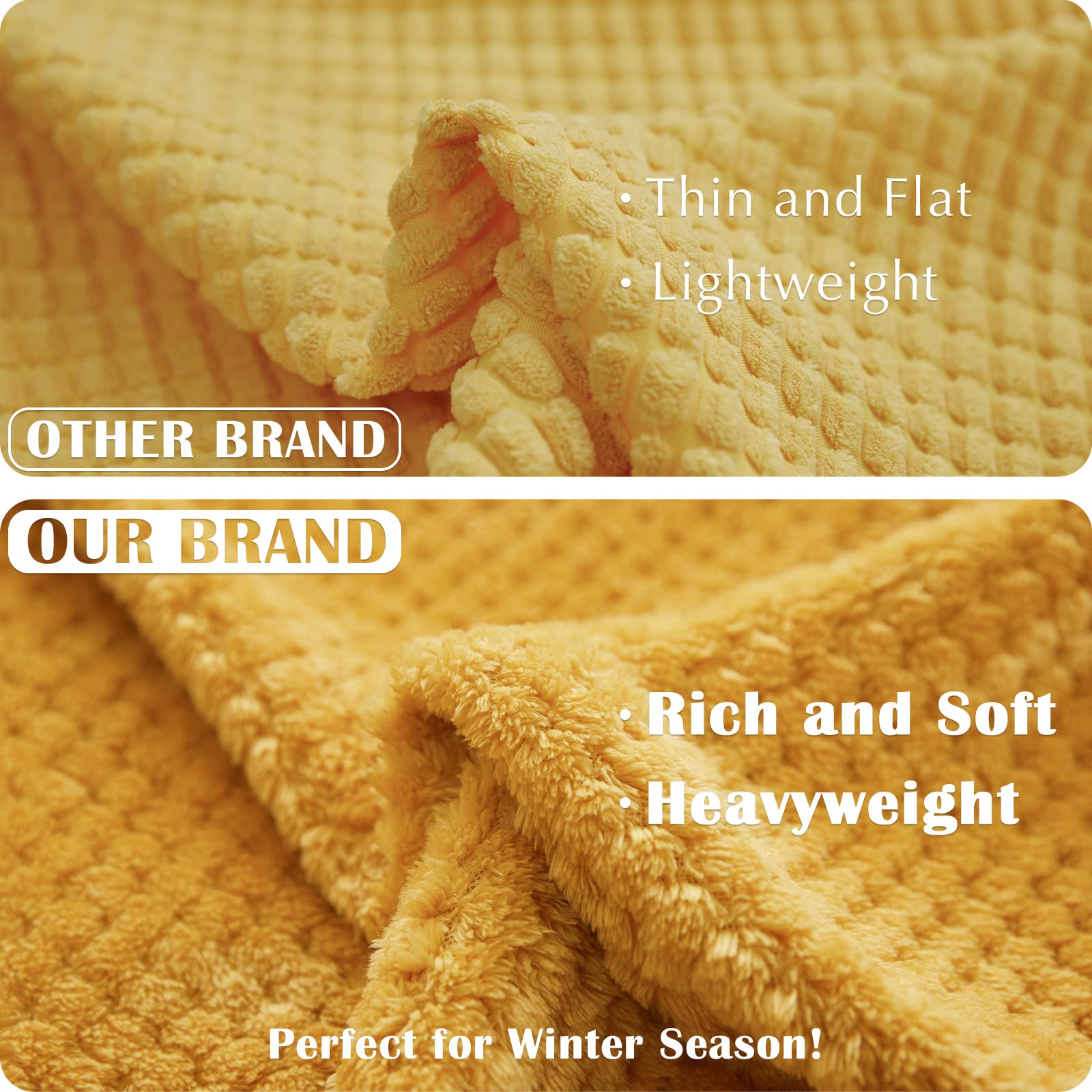 jinchan Fleece Throw Blanket 50"x60" Flannel Blanket for Couch Bed Throw Cozy Soft Throw Blanket Living Room Decor Fluffy Blanket Throw Gifts Mustard Yellow