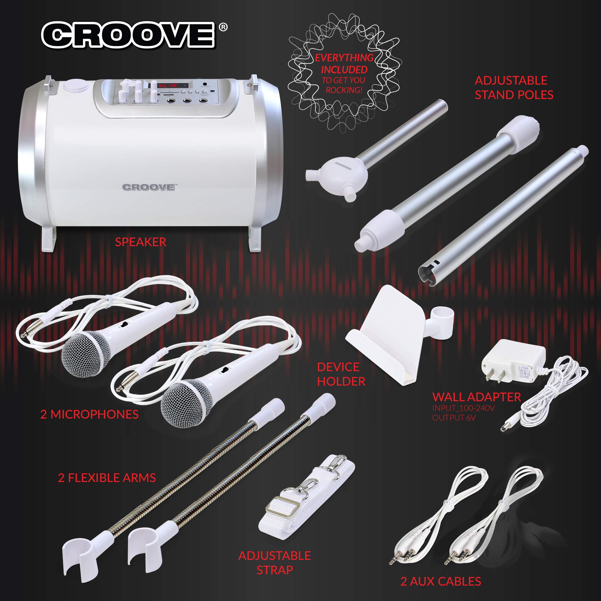 Karaoke Machine for Adults and Kids with 2 Microphones β Potable Karaoke Machine with Stand β Professional Wireless Machine Supports USB, AUX, SD, and Bluetooth