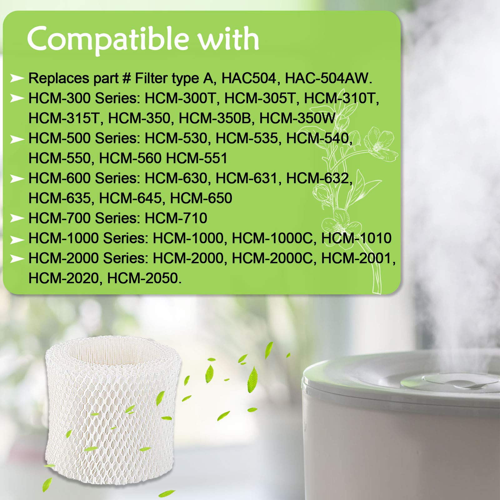 IOYIJOI 6 PACK Replacement filter for HAC-504, HAC-504AW Series and Filter A, HCM-300, HCM-500, HCM-600, HCM-700, HCM-1000, HCM-2000