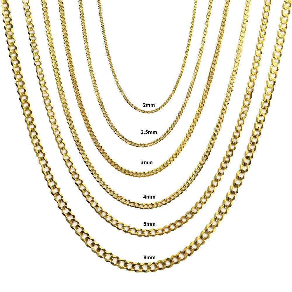 JOULE SHOP 10K Gold Chains - REAL Solid Yellow Gold Chain Necklace 3mm Cuban Curb Link for Women and Men