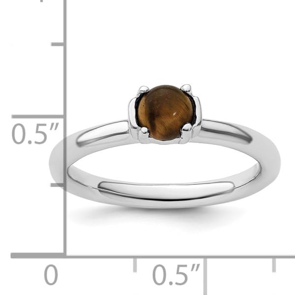 IceCarats 925 Sterling Silver Tigers Eye Stackable Ring Gemstone Band Size 6